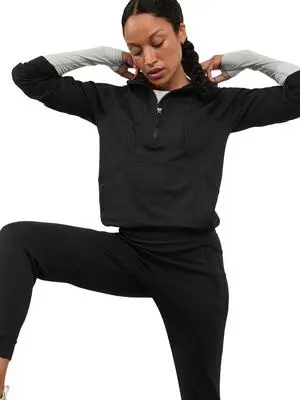 Athleta Unstoppable Fleece Lined Half Zip Sweatshirt - Black