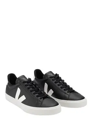 VEJA Campo Low Top Leather Sneakers - Black/white
