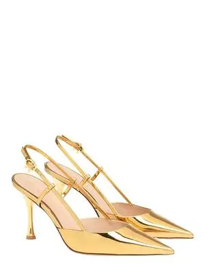 GIANVITO ROSSI Ascent Slingback Pumps - Gold Calf Leather