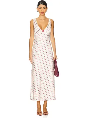 RUNAWAY THE LABEL Livi Midi Dress - White & Red