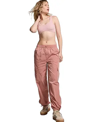 Pink PINK Parachute Cargo Pants Beige