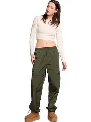 Pink Parachute Cargo Pants - Green