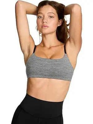 Pink Relay Square-neck Sports Bra Black