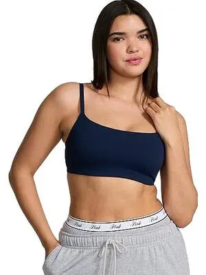 Pink Relay Square-neck Sports Bra - Blue