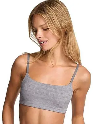 Pink Relay Square-neck Sports Bra - Grey