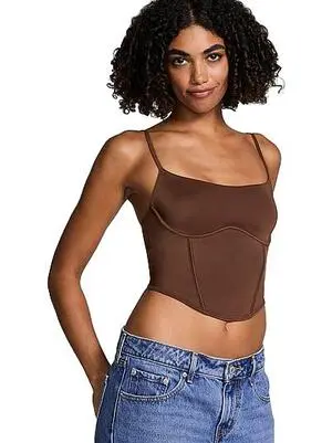 Pink The Cinched Micro Corset Top Brown