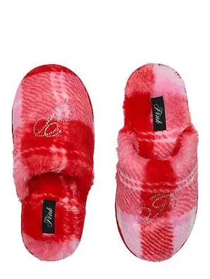 Pink Faux-fur Slippers - Print