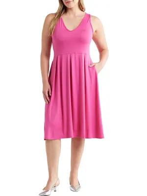 24SEVEN COMFORT APPAREL Sleeveless Jersey Dress - Pink