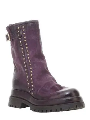 A.S.98 Duke Stud Trim Ankle Boots - Grape