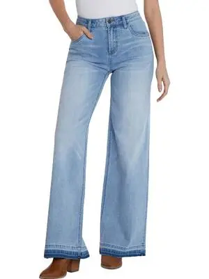 HINT OF BLU Release Hem Wide Leg Jeans - Baby Blues