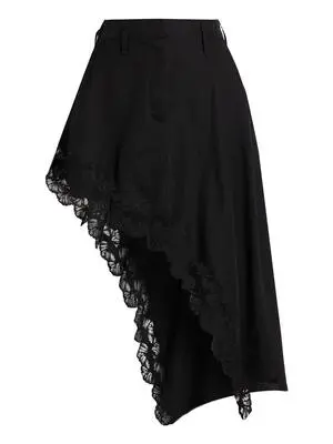 Stella McCartney Asymmetric Lace-trimmed Midi Skirt - Black