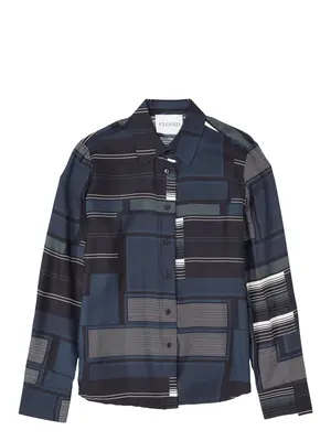 Closed Graphic-print Long-sleeve Shirt - Blue