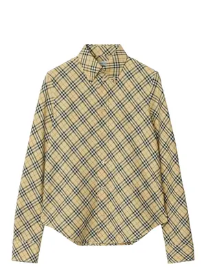 Burberry Checked Cotton Shirt - Neutrals