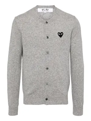 Play Comme Des Garcon Wool Cardigan - Grey