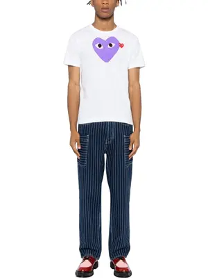 Play Comme Des Garcon Signature Heart Motif T-shirt - White
