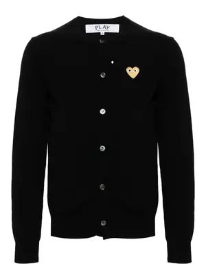 Play Comme Des Garcon Heart-patch Wool Cardigan - Black