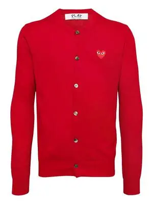 Play Comme Des Garcon Wool Cardigan - Red