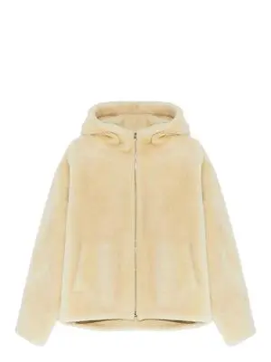 YVES SALOMON Hooded Shearling Jacket - Neutrals