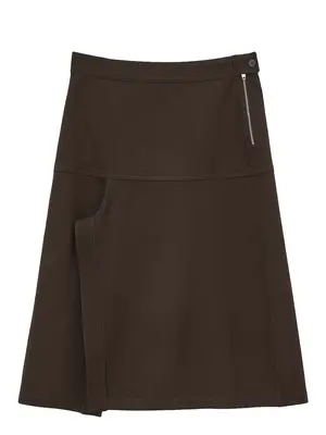LEMAIRE Asymmetrical Wrapover Skirt - Brown