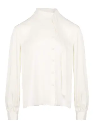 Ports 1961 Scarf-detail Long-sleeve Shirt - White