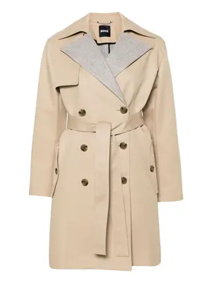 BOSS Prince Of Wales Check Trench Coat - Neutrals