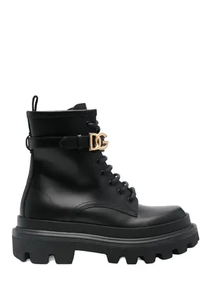 Dolce & Gabbana Logo-buckle Ankle Boots - Black