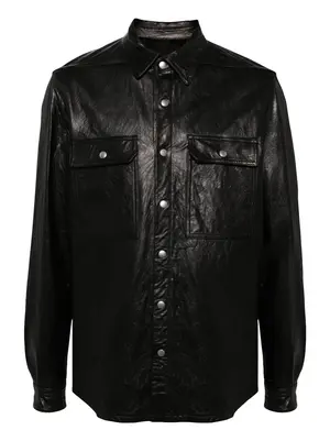 Rick Owens Leather Shirt Jacket - Black