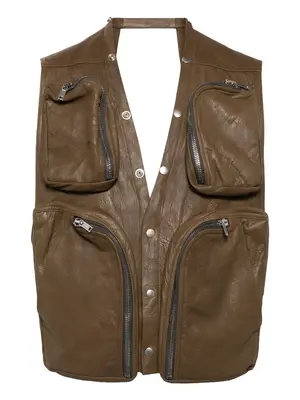 Rick Owens Leather Gilet - Brown