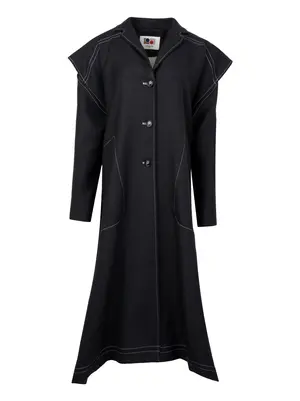 Ports 1961 Single-breasted Trench Coat - Black