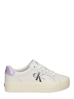 Calvin Klein Logo-print Leather Sneakers - White