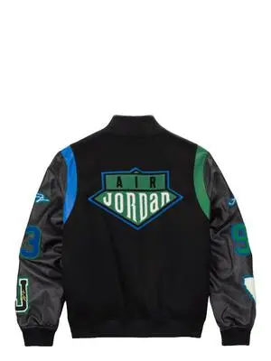 JORDAN X Aleali May Varsity Jacket - Black Game Royal Pine Green