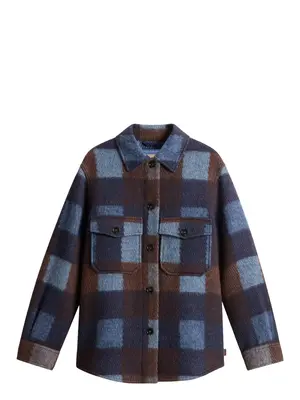WOOLRICH Check Pattern Wool Over Shirt