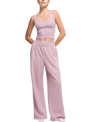 SKIMS Oversized Double Waistband Fleece Pants Dusk