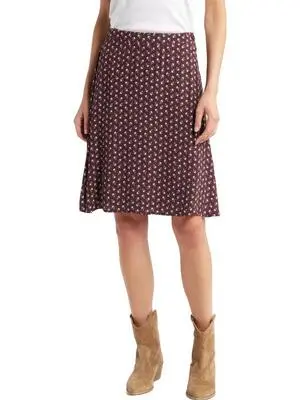 Treasure & Bond Treasure & Bond Floral Wrap Skirt Burgandy- Tan Sades Petals