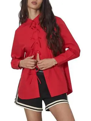 FIND ME NOW Find Me Now Genevieve Button-Up Shirt Scarlet Red