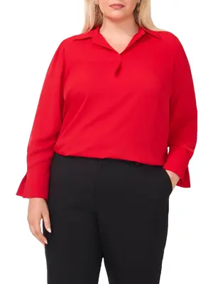 Halogen Johnny Collar Top Ultra Red
