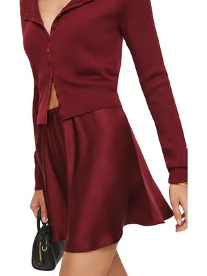 REFORMATION Brandy Satin Skirt Chianti
