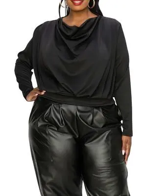 L I V D Cowl Neck Long Sleeve Top - Black