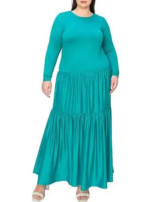 L I V D Long Sleeve Maxi Dress - Jade