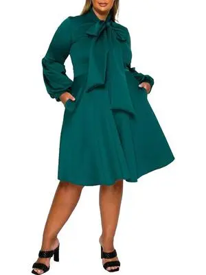 L I V D Bekah Fit & Flare Dress - Emerald