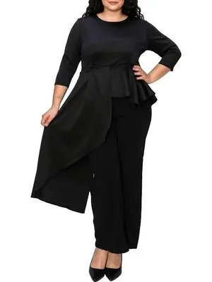 L I V D Sanctuary Asymmetric Peplum Top - Black