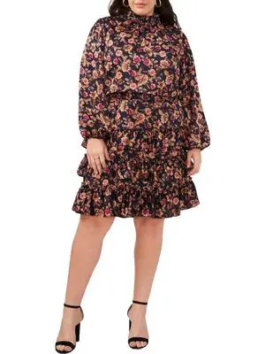1.State Floral Print Mini Dress - Woodblockfloral