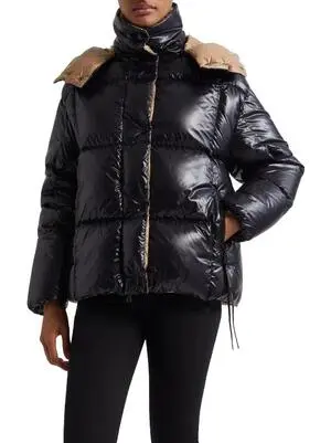 Moncler Parana Down Puffer Jacket With Removable Hood - Black/black