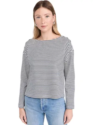 Rails Macy Long-sleeve Tee - Ivory Navy Micro Stripe