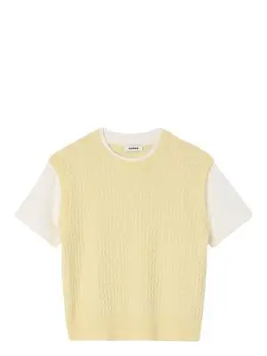 Sandro Layered Short-sleeve Knitted Jumper - Light Yellow