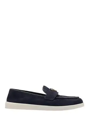 Prada Logo-embellished Suede Loafers - Blue