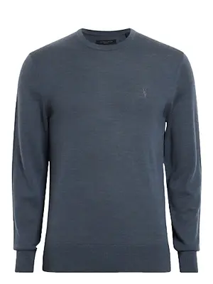 ALLSAINTS Mode Merino Marl-Pattern Wool Crew Jumper Pitched Blue