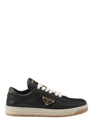 Prada Downtown Logo-embellished Leather Low-top Trainers - Black