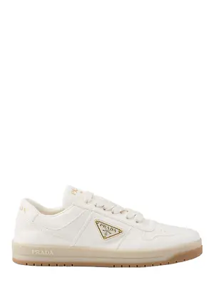 Prada Downtown Logo-embellished Leather Low-top Trainers - Neutral