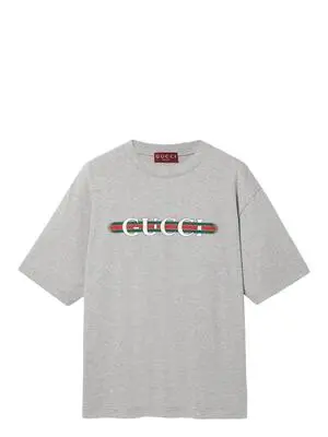 Gucci Printed Cotton Jersey T-shirt - Grey